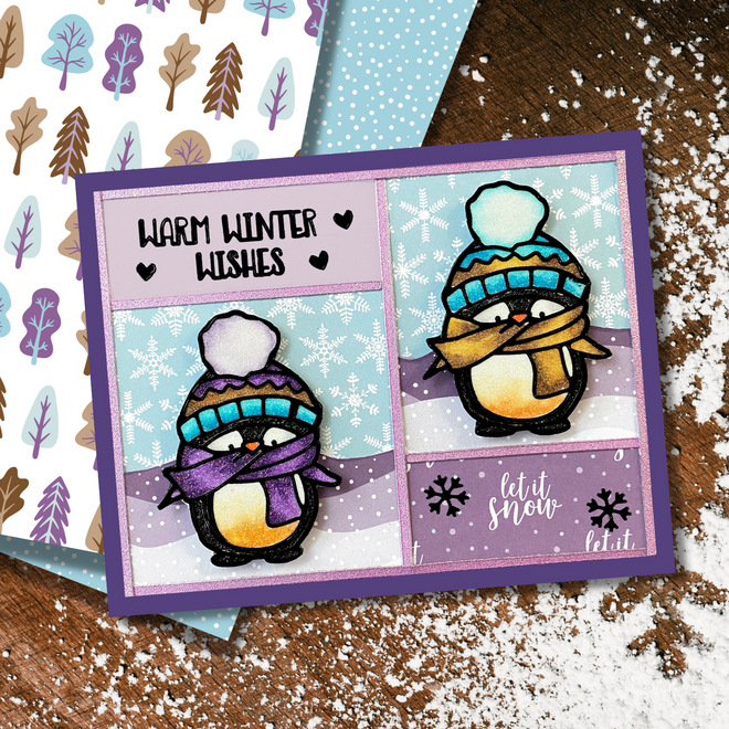 Winter Penguins Outline Sticker - Krazy Kreations