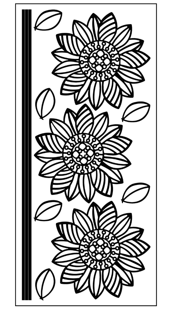 Large Flowers Outline Sticker - Krazy Kreations