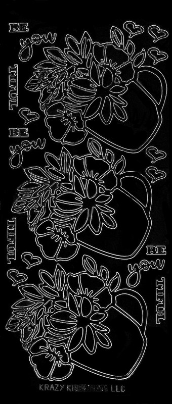 Floral Cup Outline Sticker - Krazy Kreations