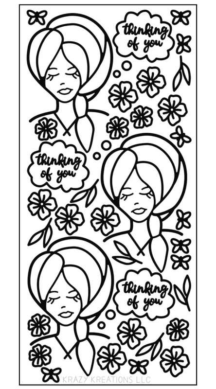 Thinking of You Girl Outline Sticker - Krazy Kreations