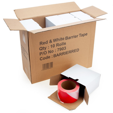 Red/White Barrier Tape 500m x 70mm (Box of 10) - Toolsaver