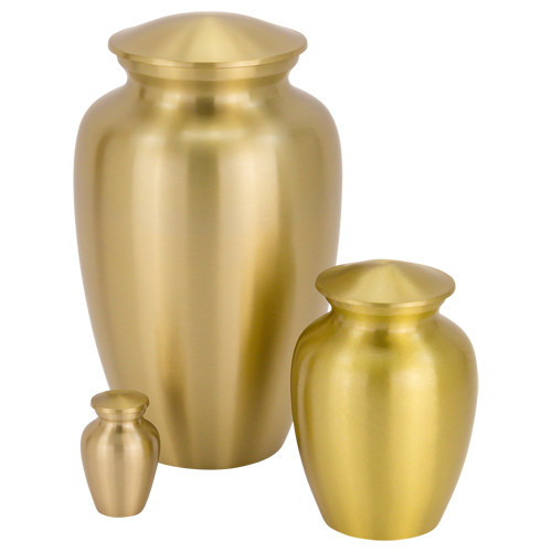 Simple Brass Keepsake Urn in Gold