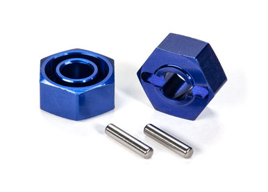 Wheel hubs, hex (blue-anodized, lightweight aluminum) (2)/ axle pins(2 ...
