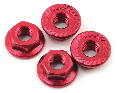 175RC Aluminum 4mm Serrated Wheel Nuts (Red) - Dynamic Performance R/C