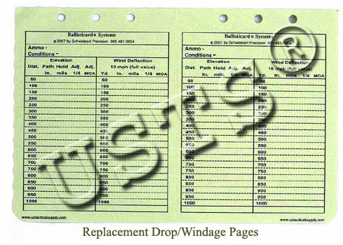 US Tactical Supply Sniper Data Book Replacement Pages - Triad Tactical Inc