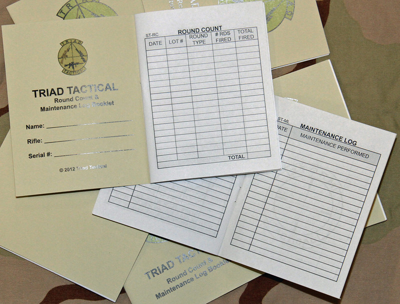 Round Count & Maintenance Log Book - Triad Tactical Inc