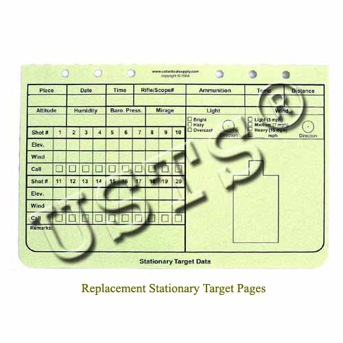US Tactical Supply Sniper Data Book Replacement Pages - Triad Tactical Inc