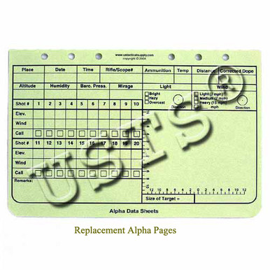 US Tactical Supply Sniper Data Book Replacement Pages - Triad Tactical Inc