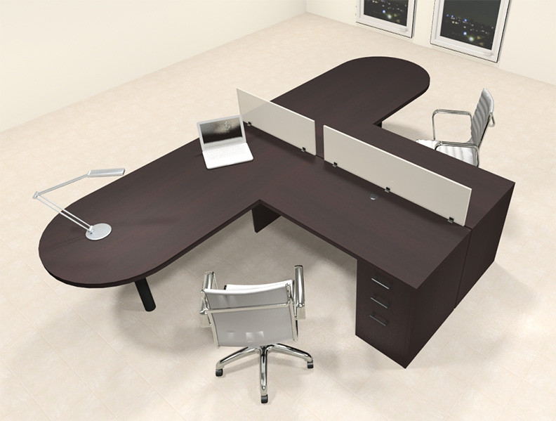 Two Persons L Shaped Office Divider Workstation Desk Set, #CH-AMB-FP2 ...