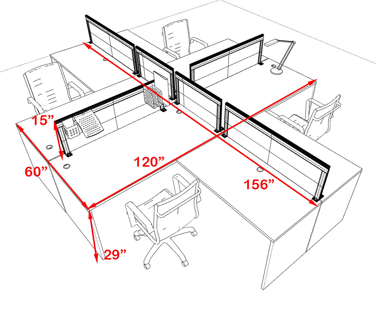 OFFICE DESKS - 4 PERSON OFFICE WORKSTATION - Page 1 - color4office