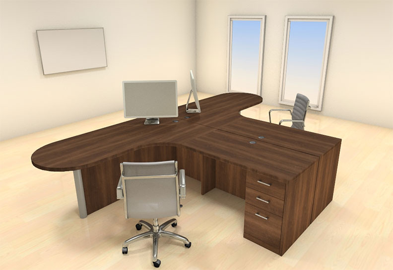 Two Persons Modern Executive Office Workstation Desk Set, #CH-AMB-S55 ...
