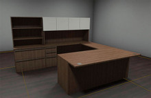 7pc U Shaped Glass Door Modern Executive Office Desk Set, #CH-VER-U31 ...