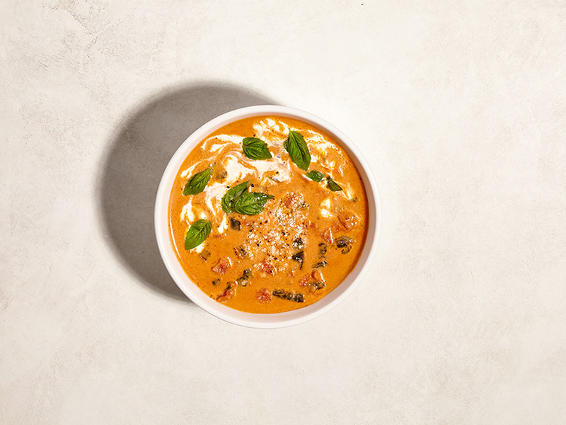 Bistro Tomato Bisque with Spinach and Orzo