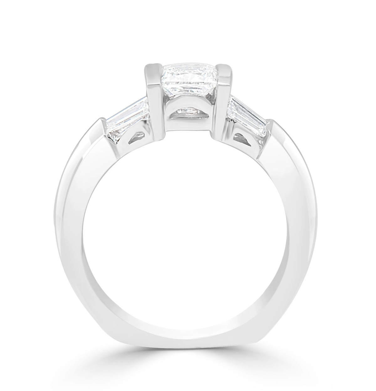 Half Bezel Set Baguette & Princess Cut Diamond Ring - LIBAR