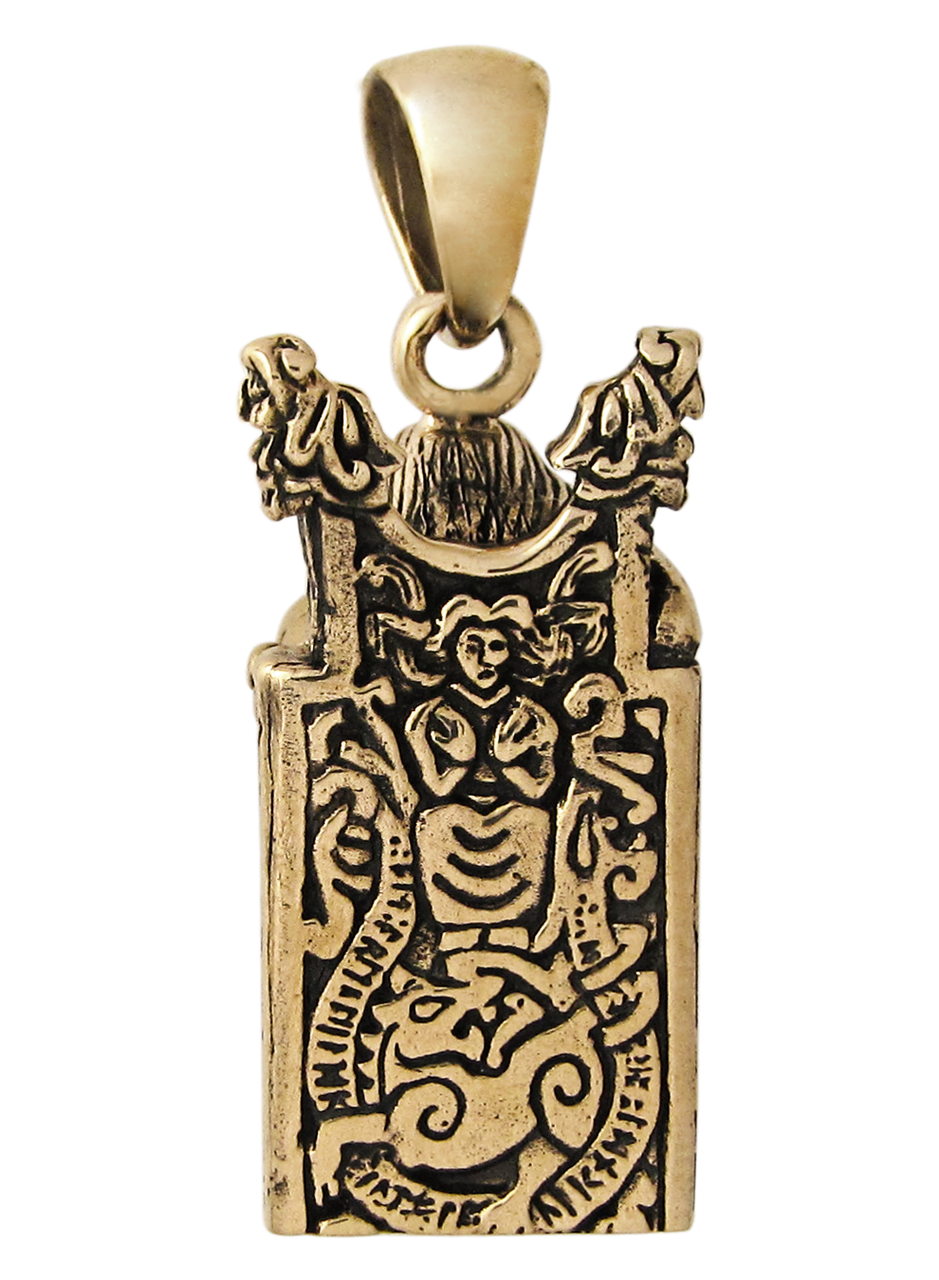 Bronze Seated Loki Pendant Norse God Asatru Jewelry
