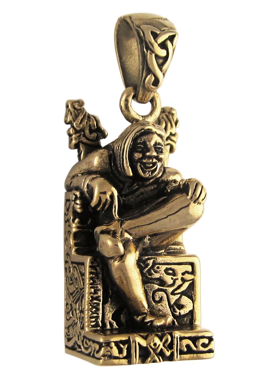 Bronze Seated Loki Pendant Norse God Asatru Jewelry