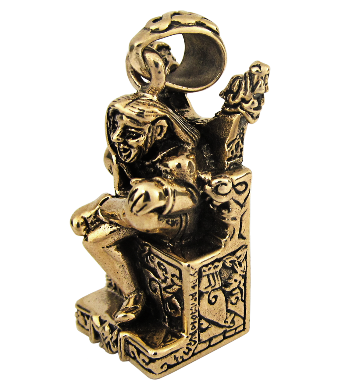 Bronze Seated Loki Pendant Norse God Asatru Jewelry