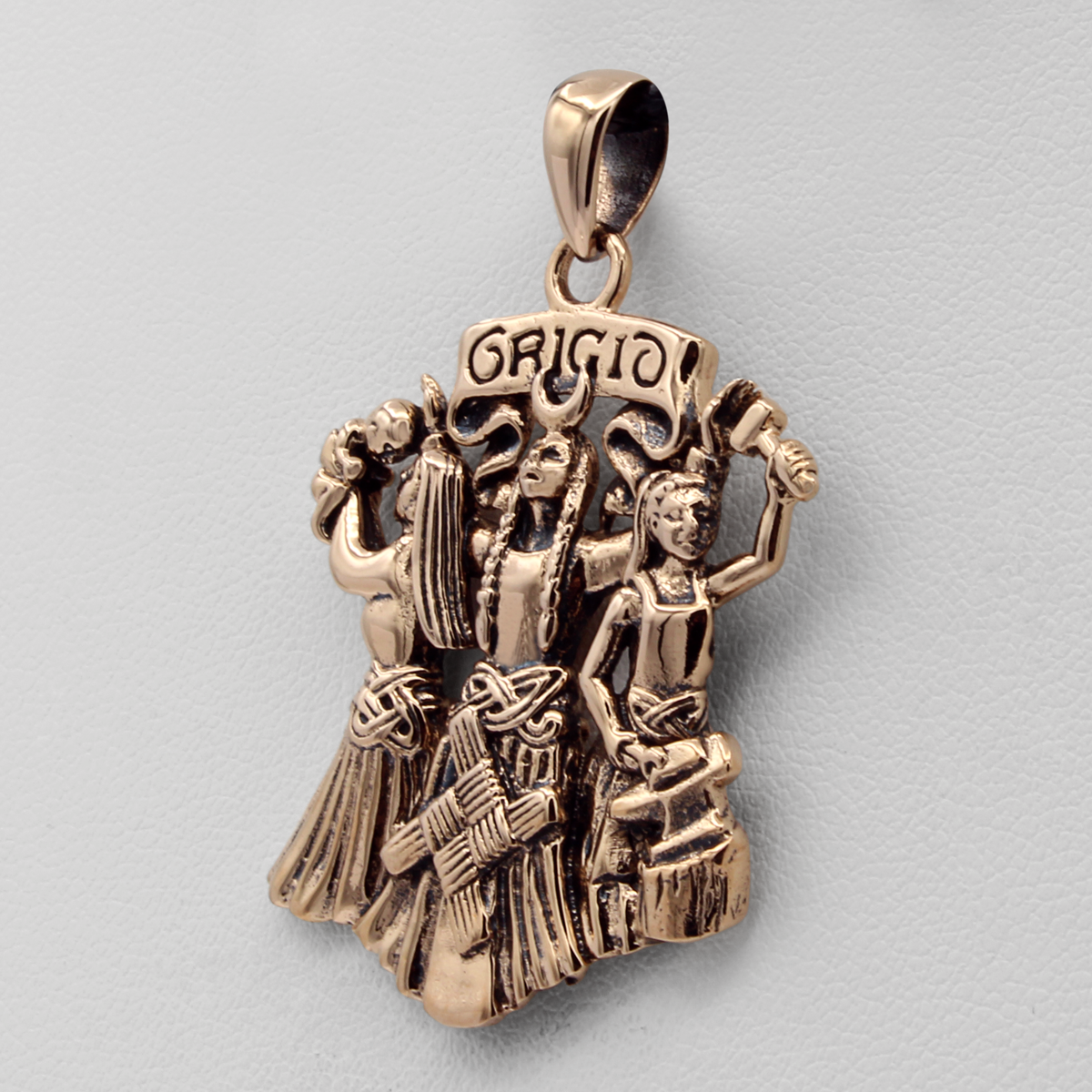 Bronze Celtic Goddess Brigid Pendant Wiccan Pagan Jewelry