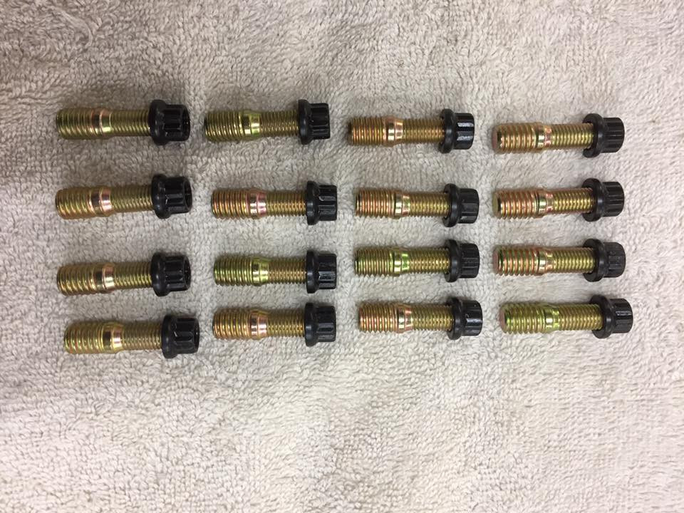 Header Step Studs 3/8-16 X 5/16-24 Stud -- 5/16-24 /12 Point Black Nuts ...