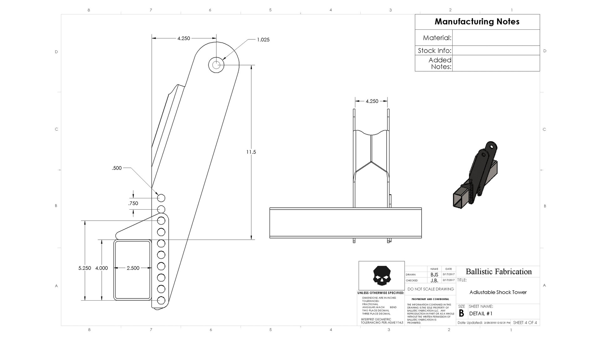 Adjustable Shock Towers (Pair) - Ballistic Fabrication