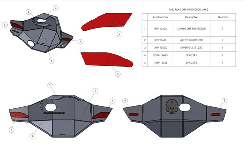 FJ80 Rear Diff Armor Skid Plate MRK 2 - Ballistic Fabrication