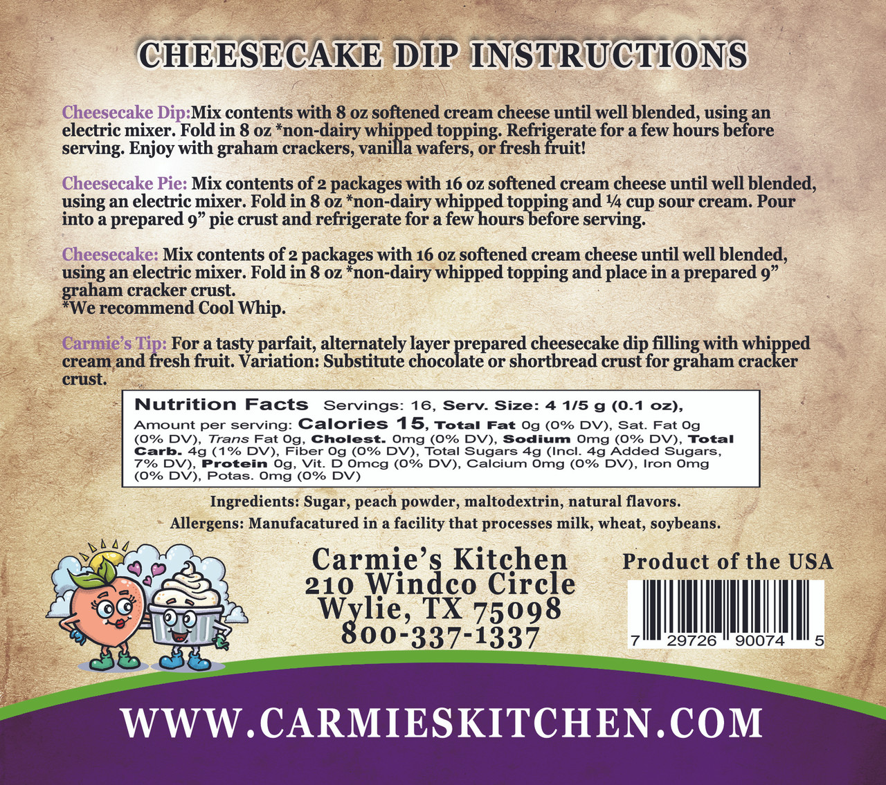 Peaches N Cream Cheesecake Dip Mix | All Natural | Carmie's Kitchen