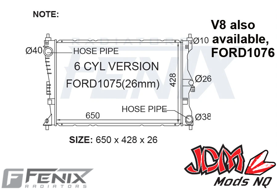 FENIX OEM Replacement Radiator for Ford FG Falcon No Cooler