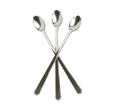6" Silver Long Cocktail Plastic Spoons 20ct.