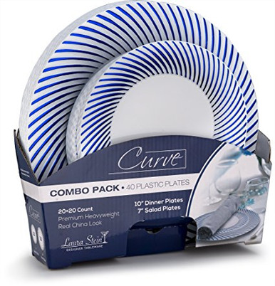 White & Cobalt Blue Curve Series Hot Stamp Combo Plastic Disposable ...