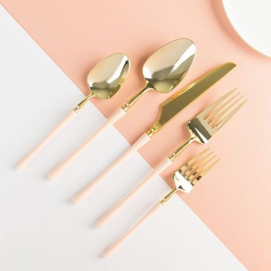 Infinity Flatware Pink / Gold Plastic Wedding Teaspoons (20 Count)