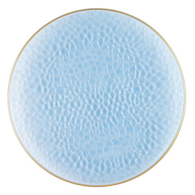 Hammered Blue w/Gold Rim 13" Plastic Chargers 4ct. - Party Source
