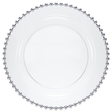 10" Clear w/ Silver Beaded Dinner Wedding Plastic Plates (10 Count ...