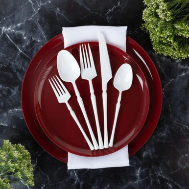 Infinity Flatware White Plastic Wedding Knives 32 Count - Party Source