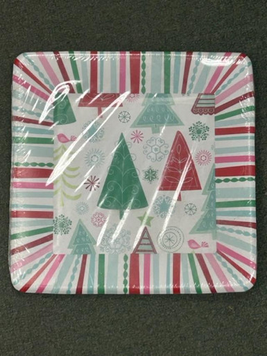 Multi Colored Christmas Trees 9" Christmas Dinner Paper Plates, 8 count ...