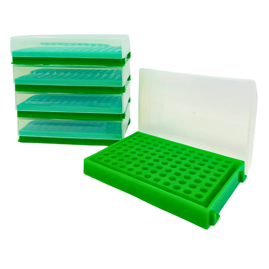 Extragene 96 Well PCR Tube Rack with Lid ( 0.2ml ) Pk x 5 ea Green Color