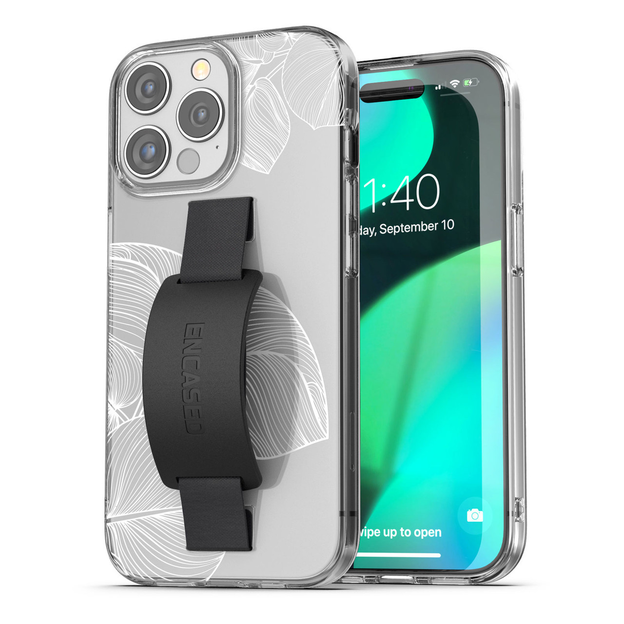 Encased Hand Loop Case for iPhone 15 Pro - White Lace Leaf