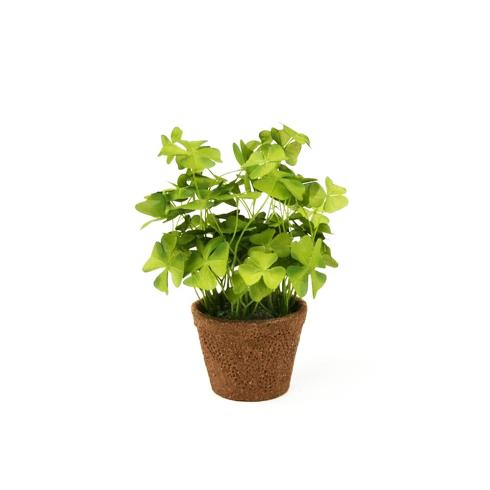 Faux Silk Green Shamrock Oxalis Clover in a Pot 25cm/10 Inches