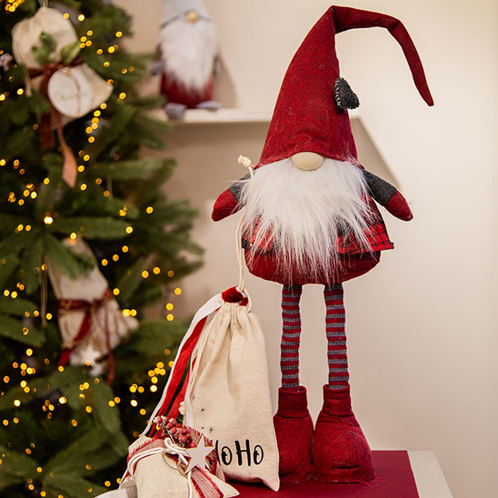 Gonk Gnome Festive Figure Red Tartan 60-80cm/24-31 Inches