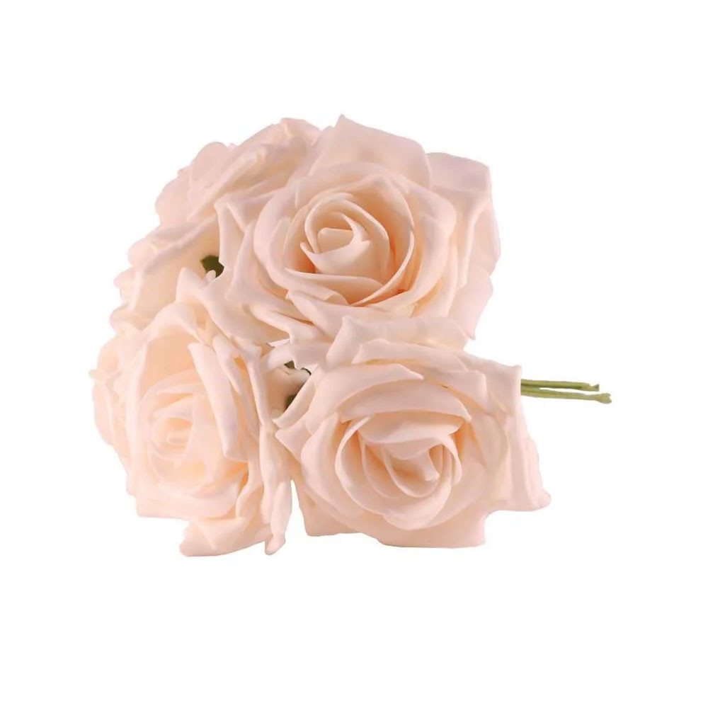 Large Foam Rose Bundle 5 Stems 20cm/7.75 Inches Ivory