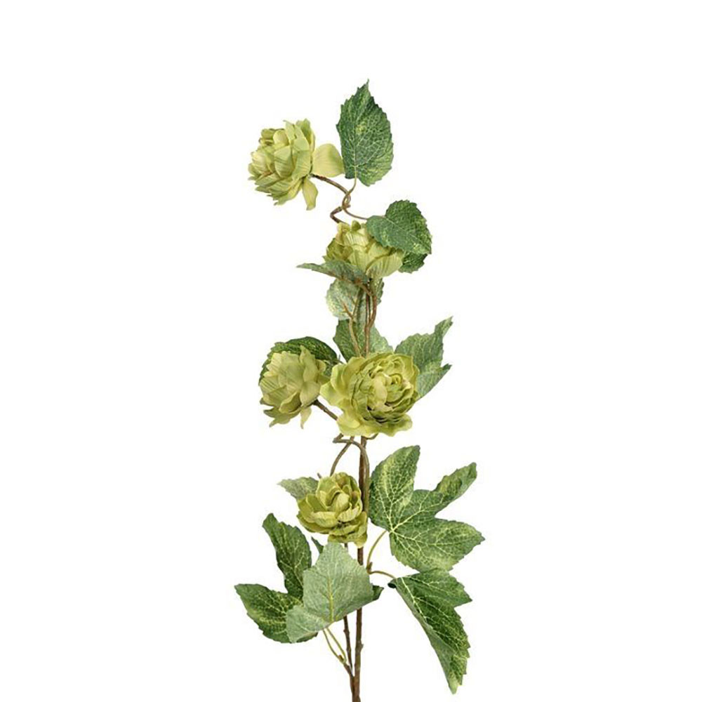 Pack of 3 Faux Silk Artificial Hop Branches 75cm/29 Inches Tall Green