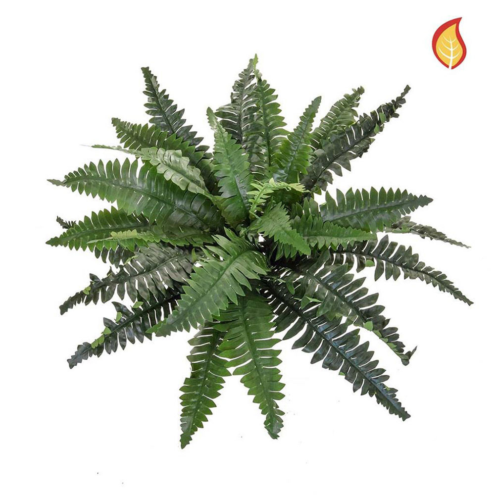 Faux Silk Green Boston Fern Bush Fire Retardant 70cm/27 Inches Wide