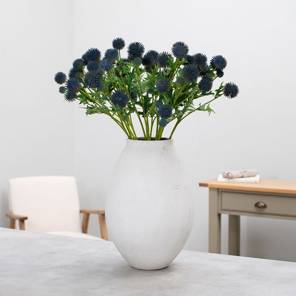 Artificial Blue Thistle Stem 8 Flower Heads 71cm/28 Inches