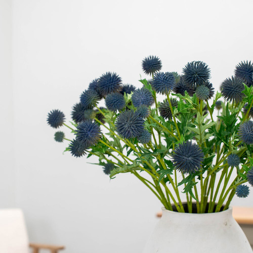 Artificial Blue Thistle Stem 8 Flower Heads 71cm/28 Inches
