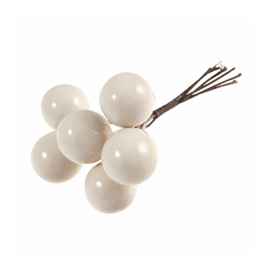 Large Festive Artificial Berry On Wire 25mm/1 Inch Diameter White x 36