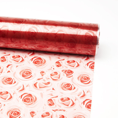 Abundance Of Roses Cello Roll with Red Rose Printed Design 80cm x 100m