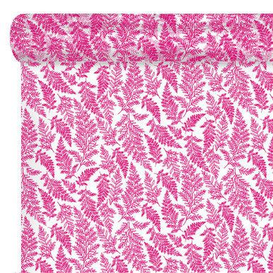 Cello Roll Clear with Fern Leaf Pattern 80cm x 100m Fuchsia Pink