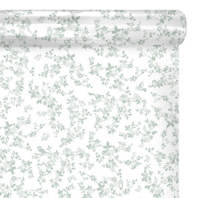 Cello Roll Clear with Little Bird and Foliage Pattern 80cm x 100m Sage ...