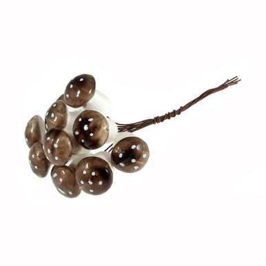 Pack of 50 Brown and White Mini Toadstools On Wires 2cm Diameter