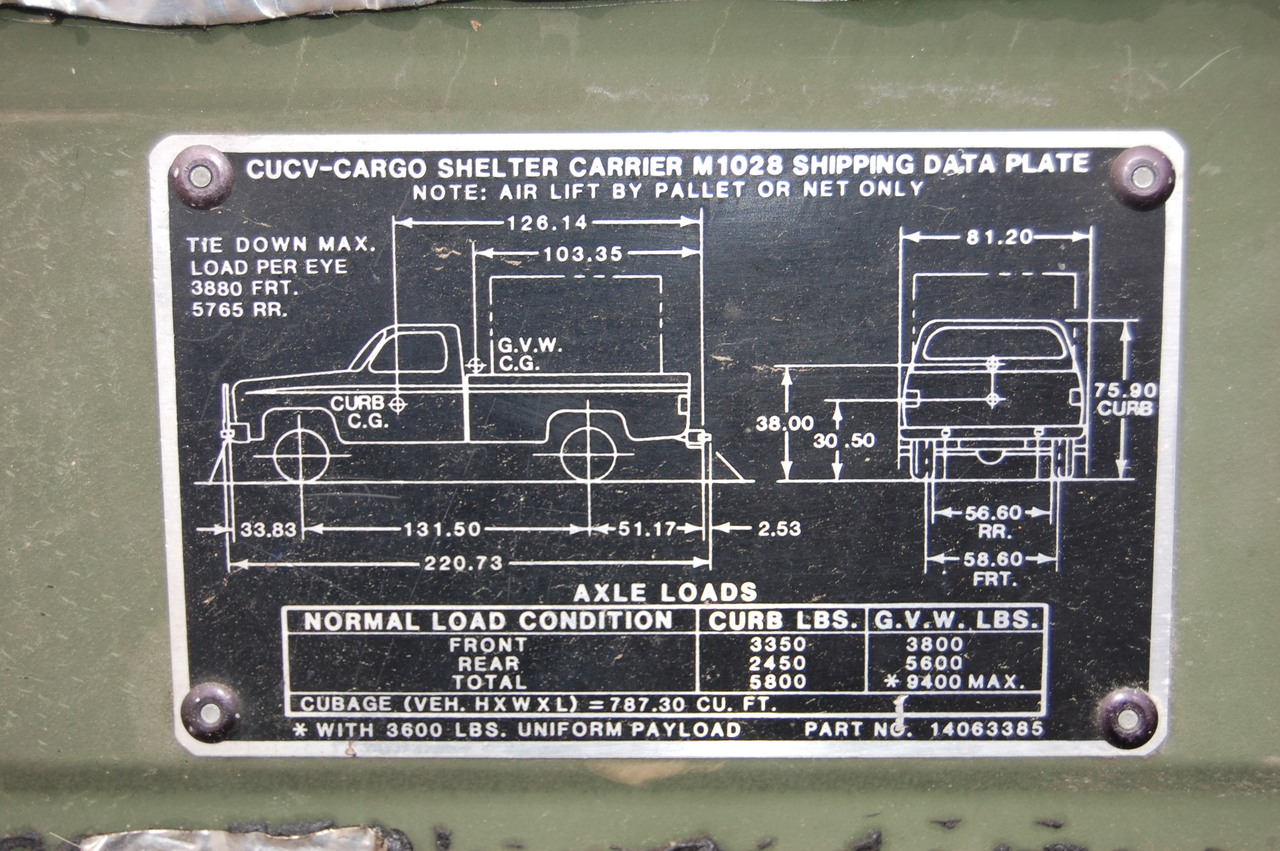 CUCV Data Plate - Hillbilly Wizard