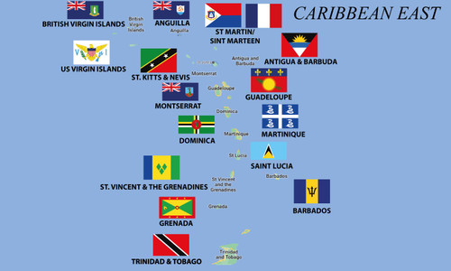 Courtesy sailing flags Caribbean East (16 Flags)
